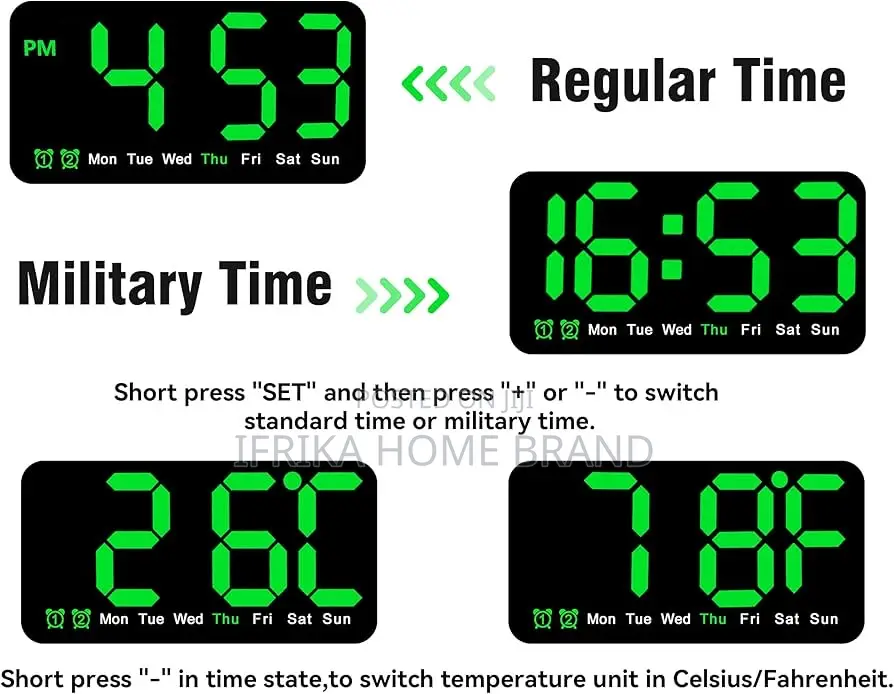 Large 9.5-Inch Digital Wall Clock, Led Alarm Clock With Large Digits ...