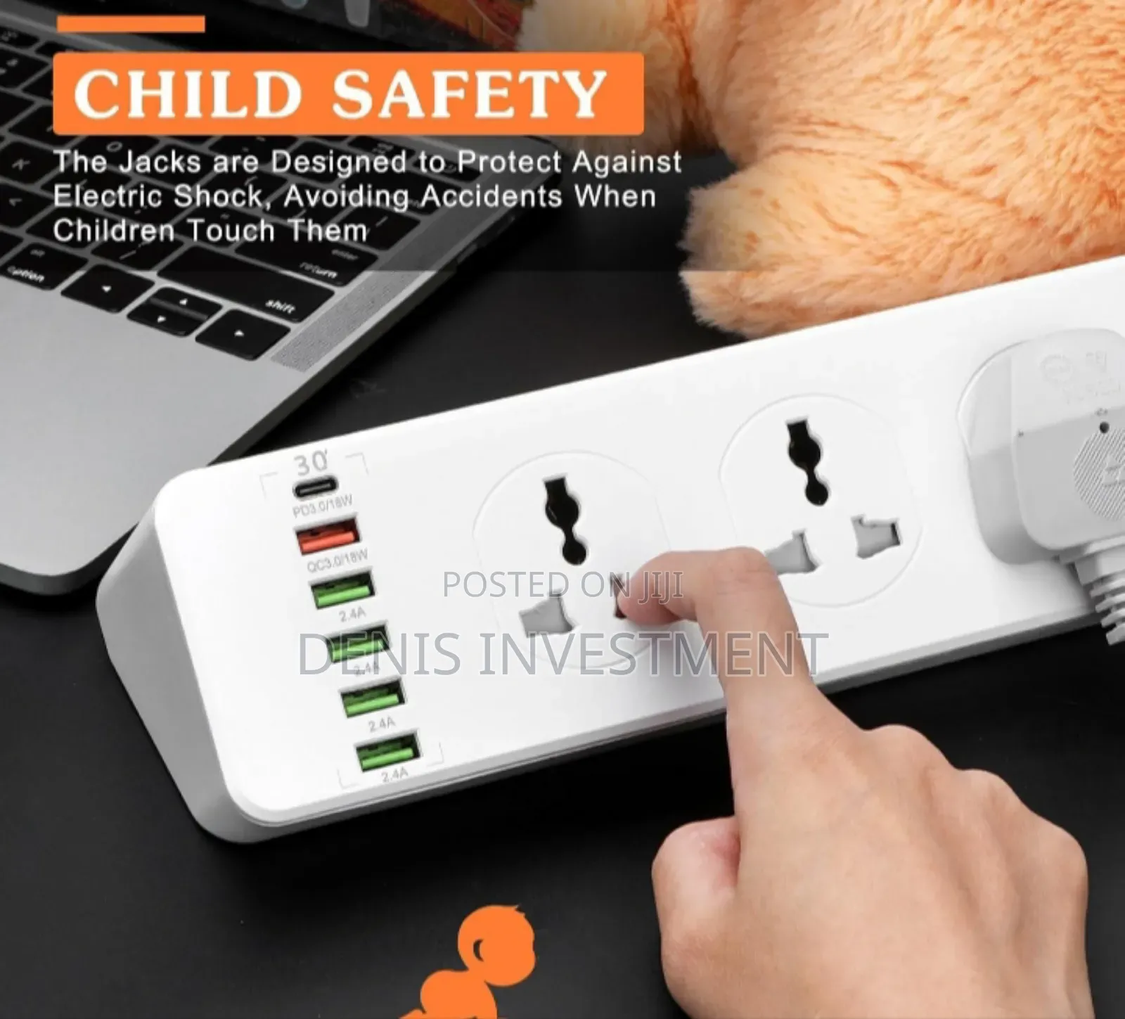 10 Ways Power Socket ,5 Usb-a ,1 Usb C,2m Cable Length in Rubaga ...