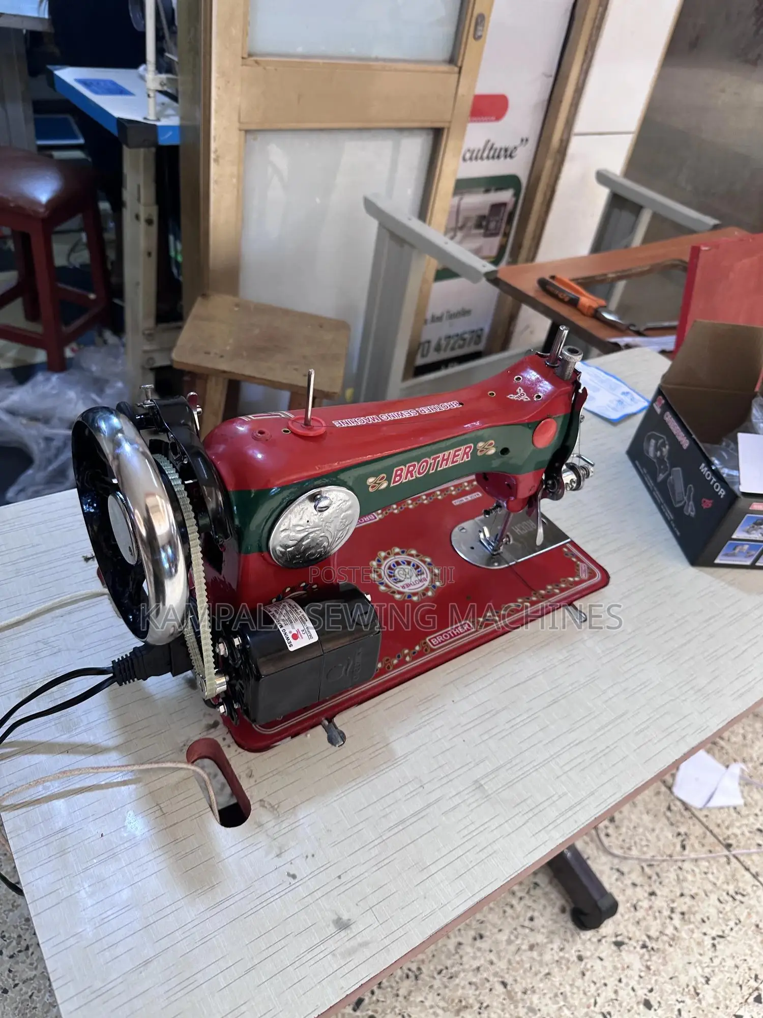 Brother Red Heavy Duty Sewing Machines With Original Stand Plus Motor ...