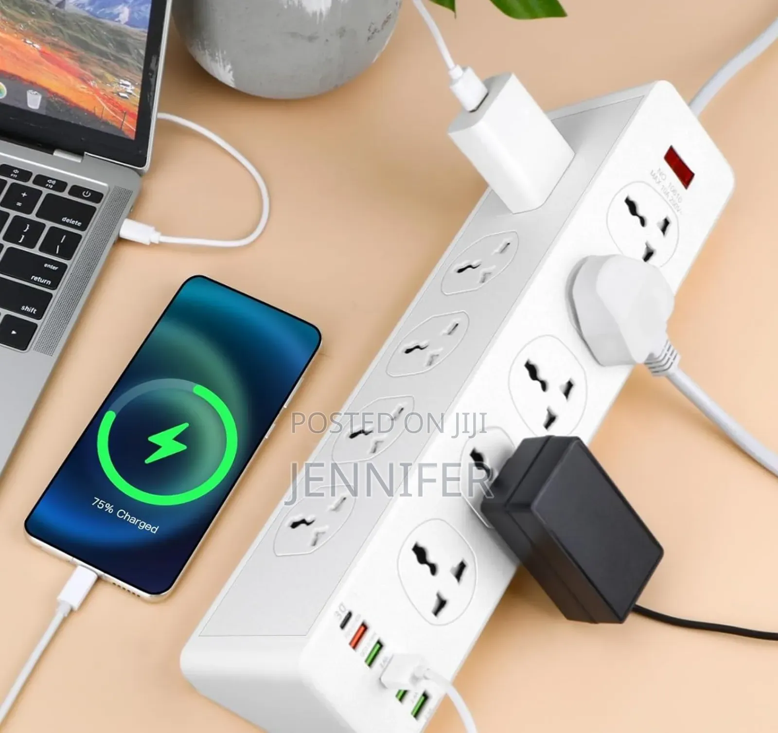 10 Ways Power Socket ,5 Usb-a ,1 Usb C,2m Cable Length in Rubaga ...
