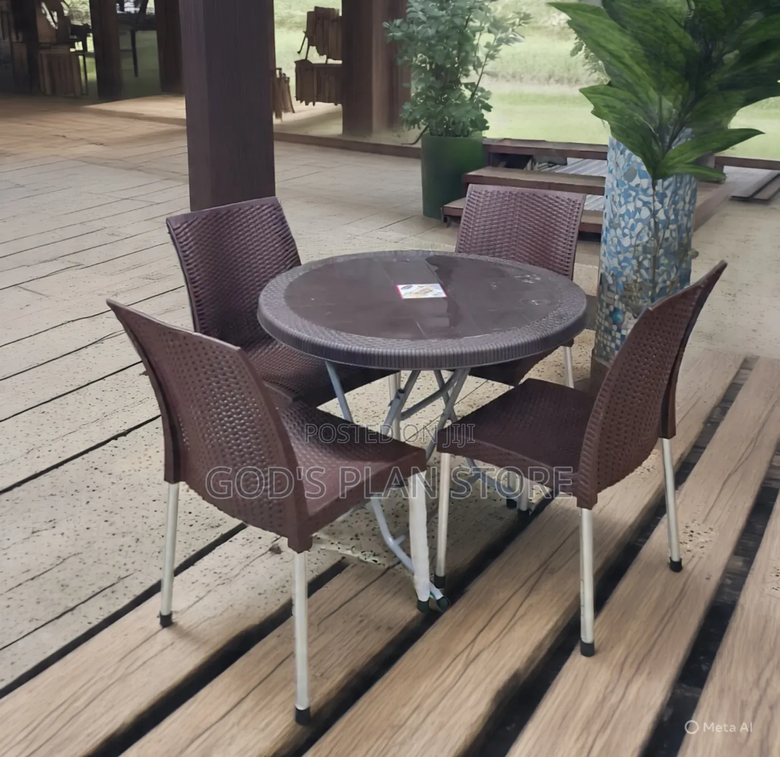 Garden Beach Bar Plastic Folding Table and Chairs Set for Dining in ...