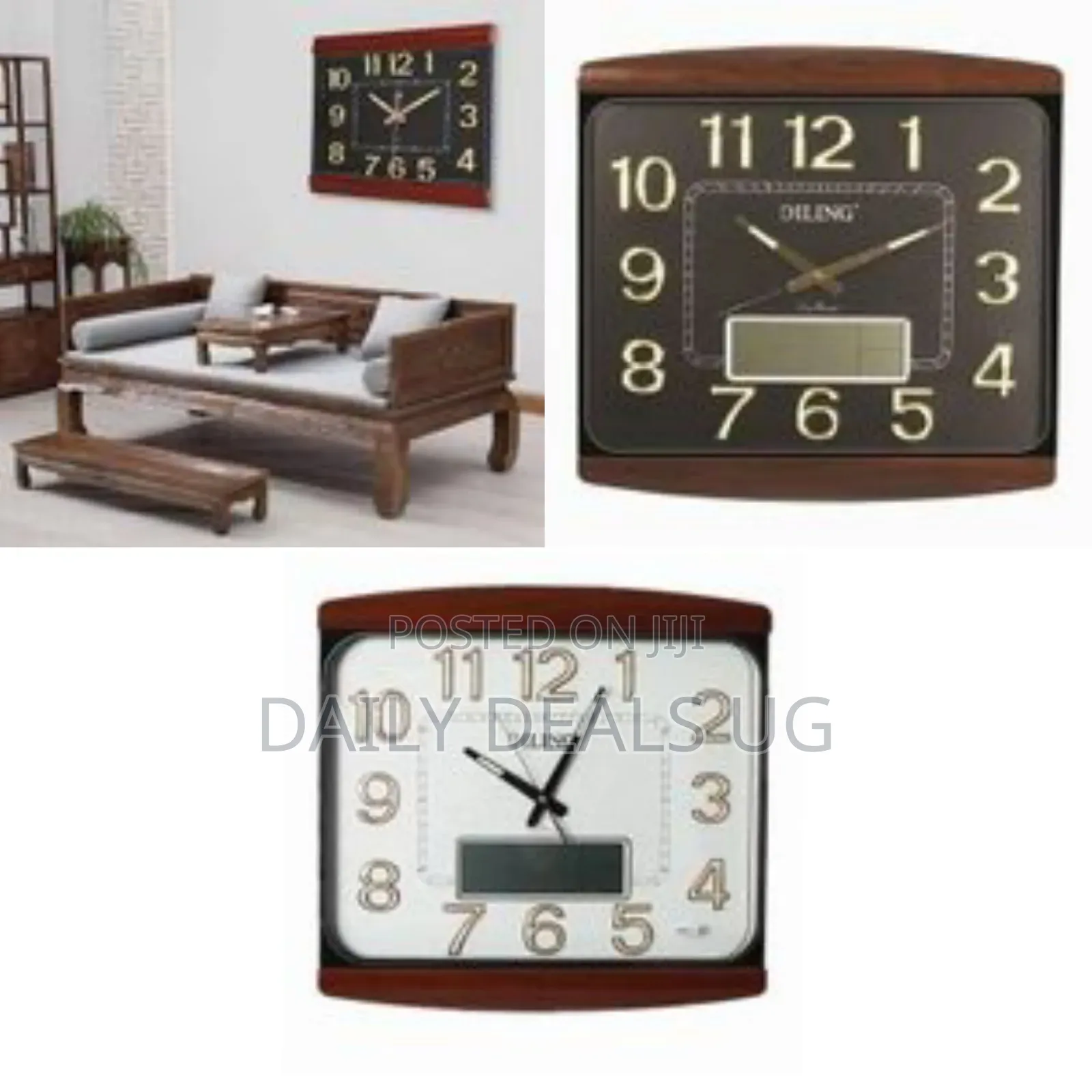 Classic Dual-Display Wall Clock With Wooden Frame - Multicolor in ...