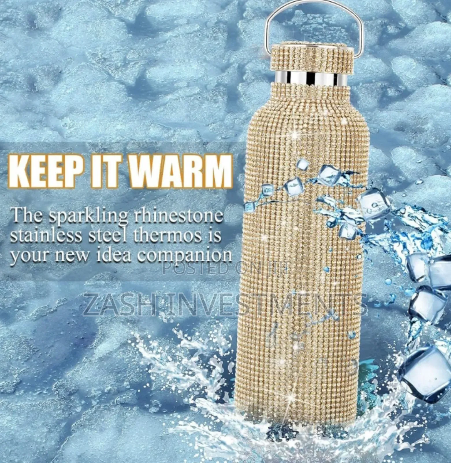 Sparkling Rhistone Covered Stainless Steel Water Bottle in Central ...