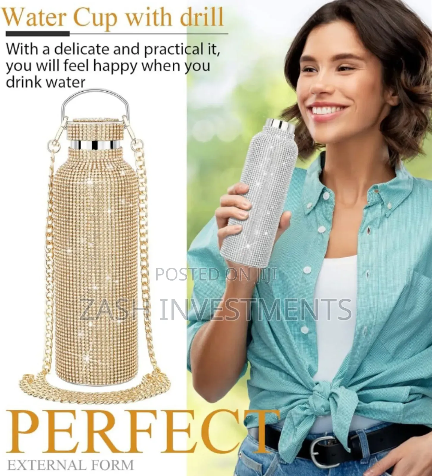 Sparkling Rhistone Covered Stainless Steel Water Bottle in Central ...