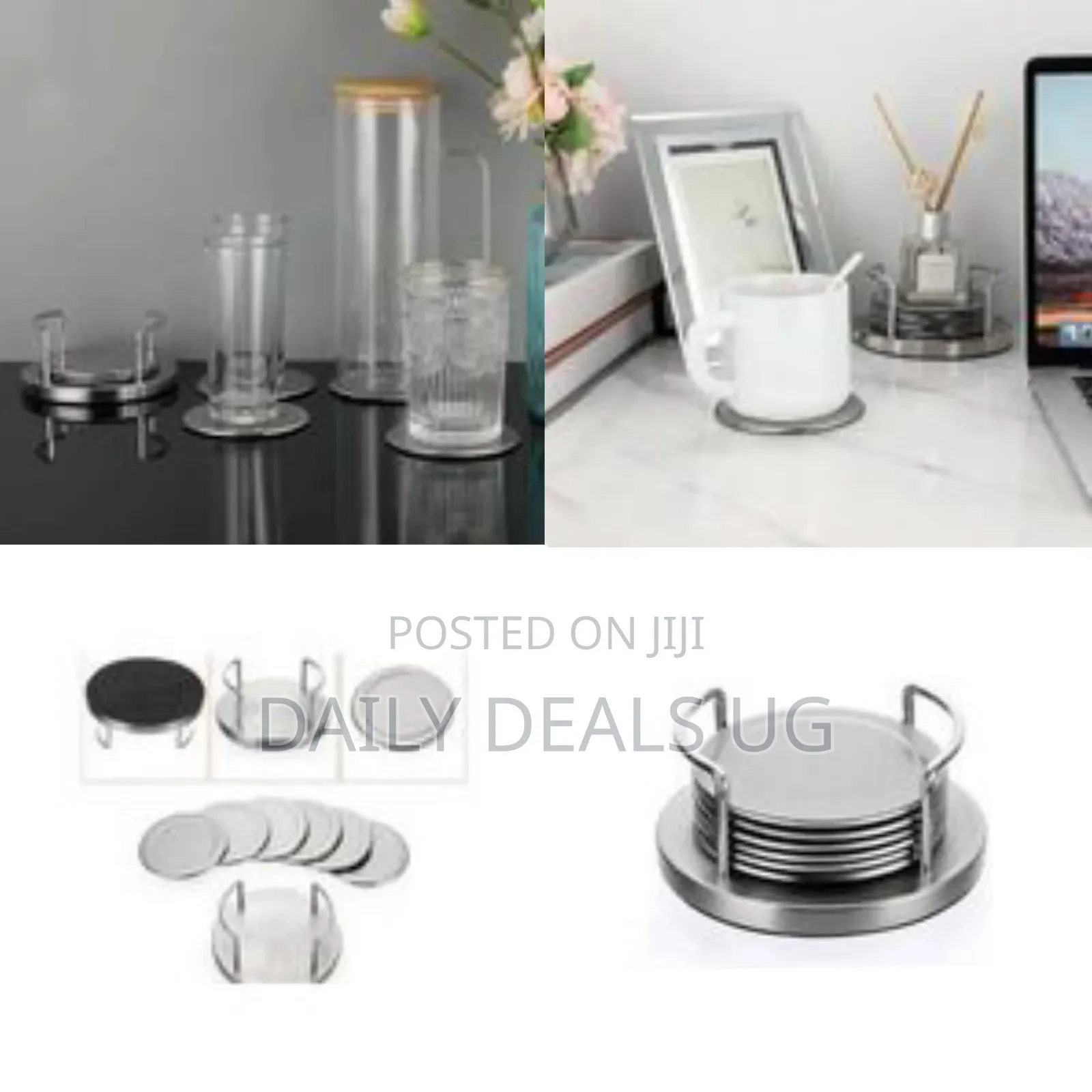 Set of 6 Stainless Steel Coasters With Matching Holder - Multicolor in ...