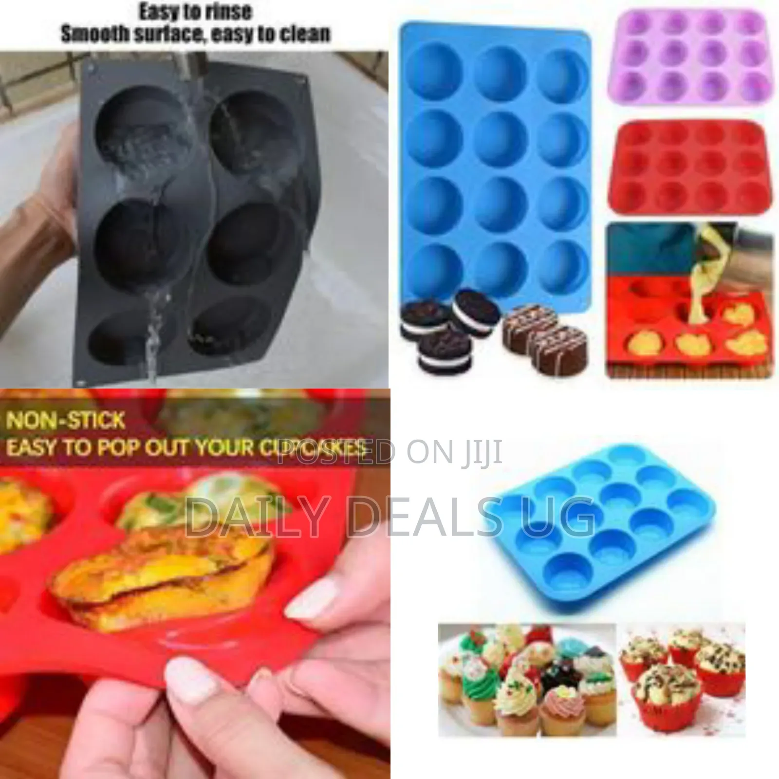 12-Cup Non-Stick Silicone Baking Pan for Muffins and Cupcakes in ...