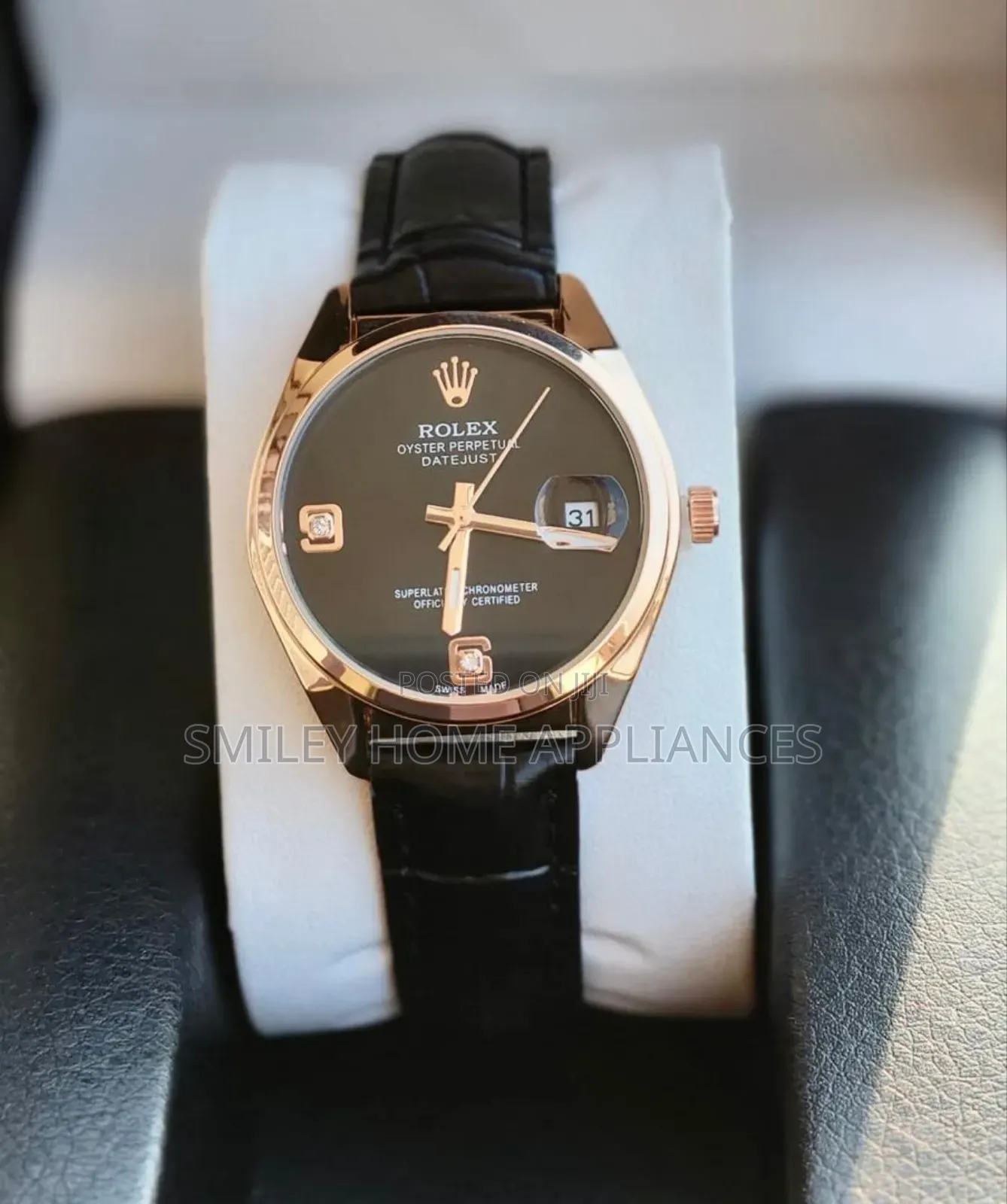 Rolex Oyster Perpetual Women's Original Black Leather Strapped Watch in ...