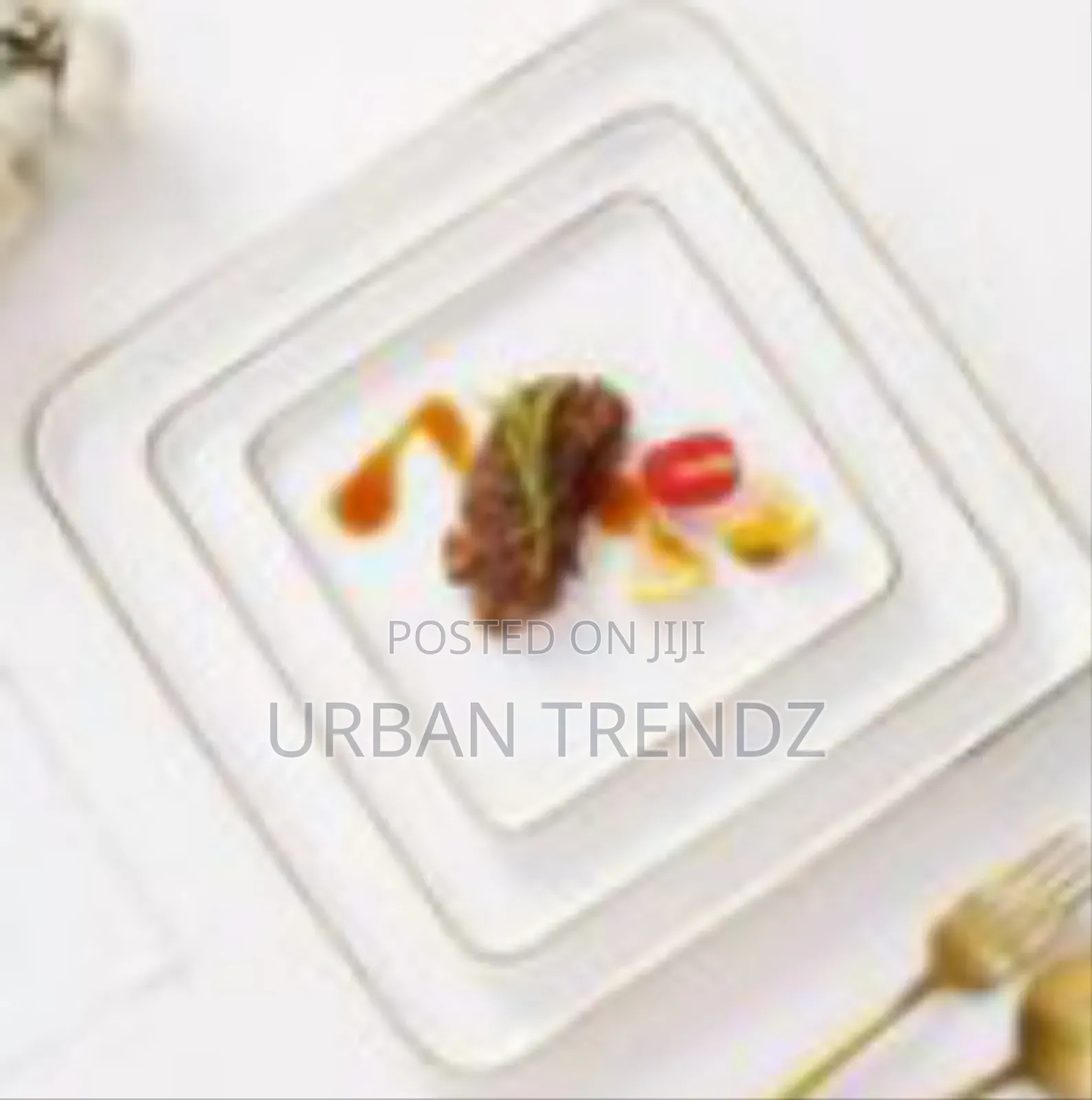 Elegant Square White Ceramic Dinner Plates With Gold Rim in Central ...