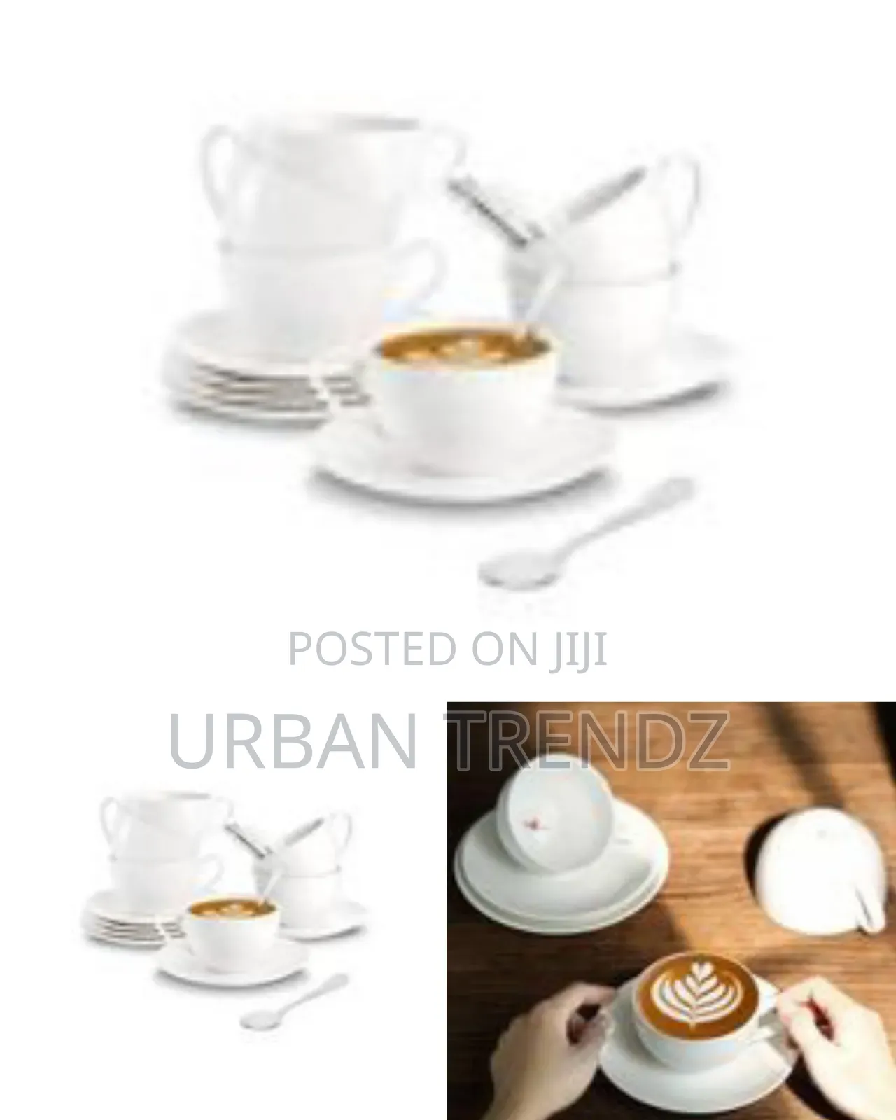 Elegant White Porcelain Coffee/Tea Cup and Saucer Set (With Spoons) in ...