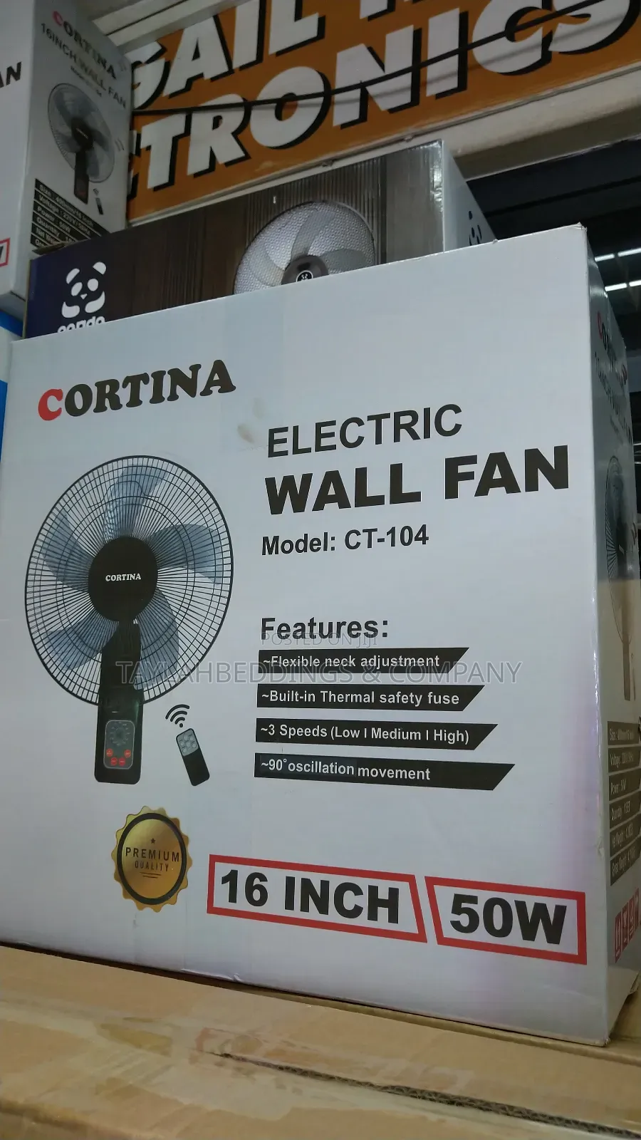 Cortina Remote Control 5 Blade Oscillation Wall Fan High Air Flow in ...