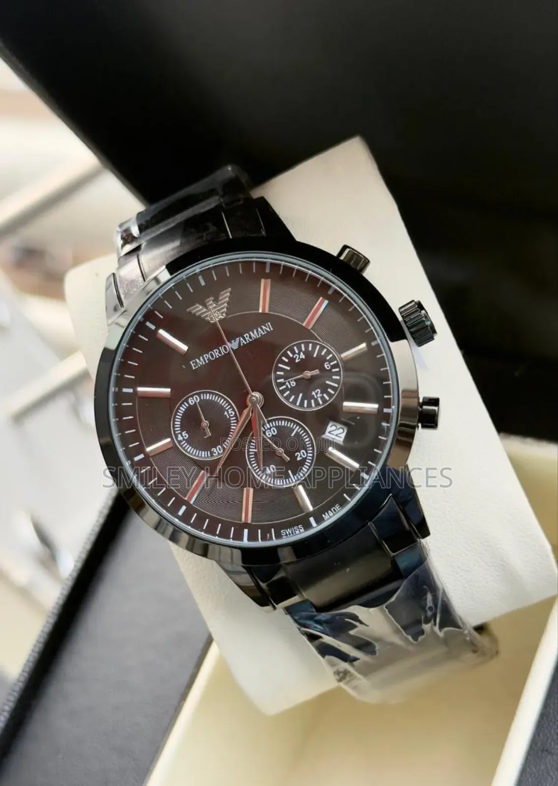 Black Steel Strapped Men's Automatic Emporio Armani Wrist Time Piece in ...