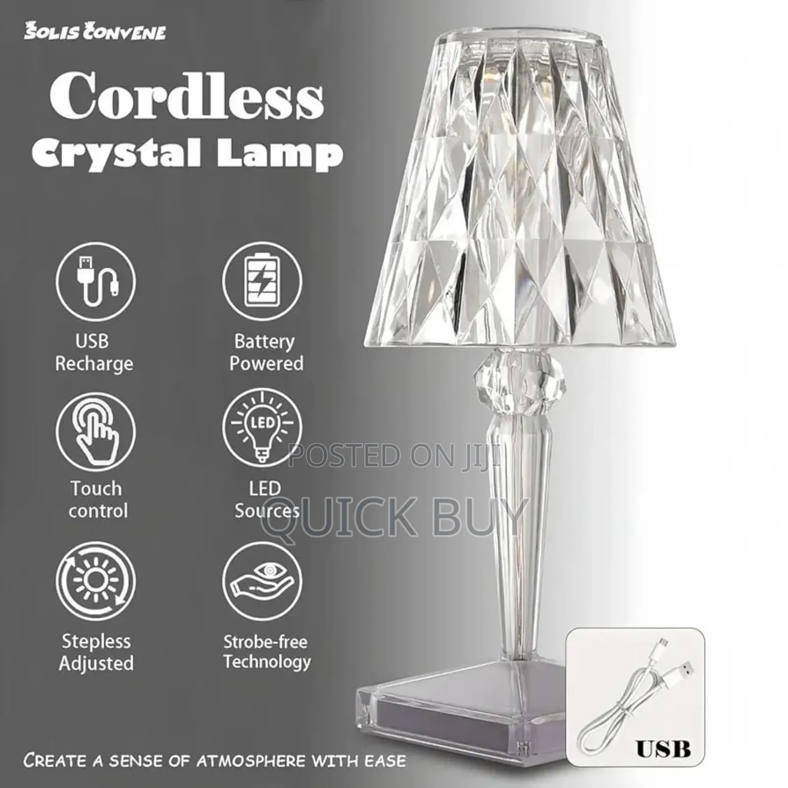 Solis Convene Cordless Crystal Lamp in Central Division - Lighting ...