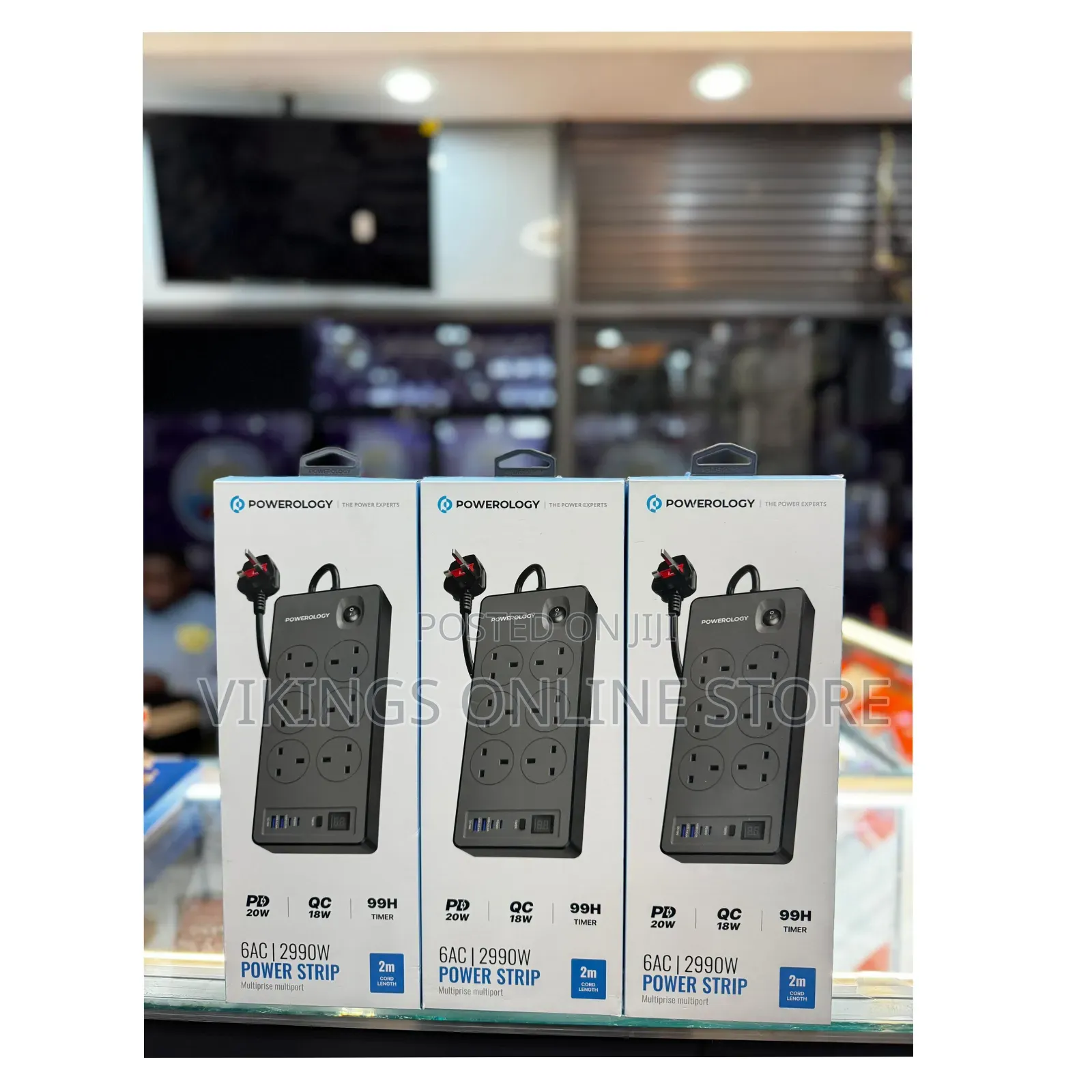 Powerology 6ac 2990w Power Strip Pd 20w - Black for sale - vikings ...